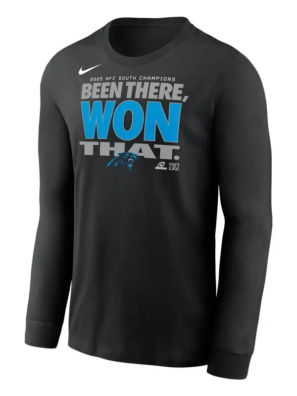 Nike Carolina Panthers 2025 Nfc South Champions Trophy Collection Nfl Long-sleeve T-shirt - Black