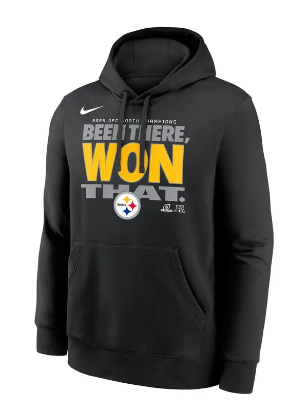 Nike Pittsburgh Steelers 2025 Afc North Champions Trophy Nfl Pullover Hoodie - Black