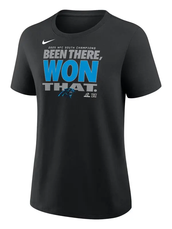 Nike Carolina Panthers 2025 Nfc South Champions Trophy Nfl T-shirt - Black