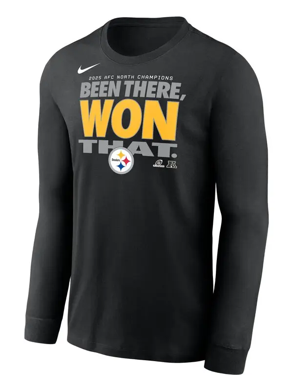 Nike Pittsburgh Steelers 2025 Afc North Champions Trophy Collection Nfl Long-sleeve T-shirt - Black
