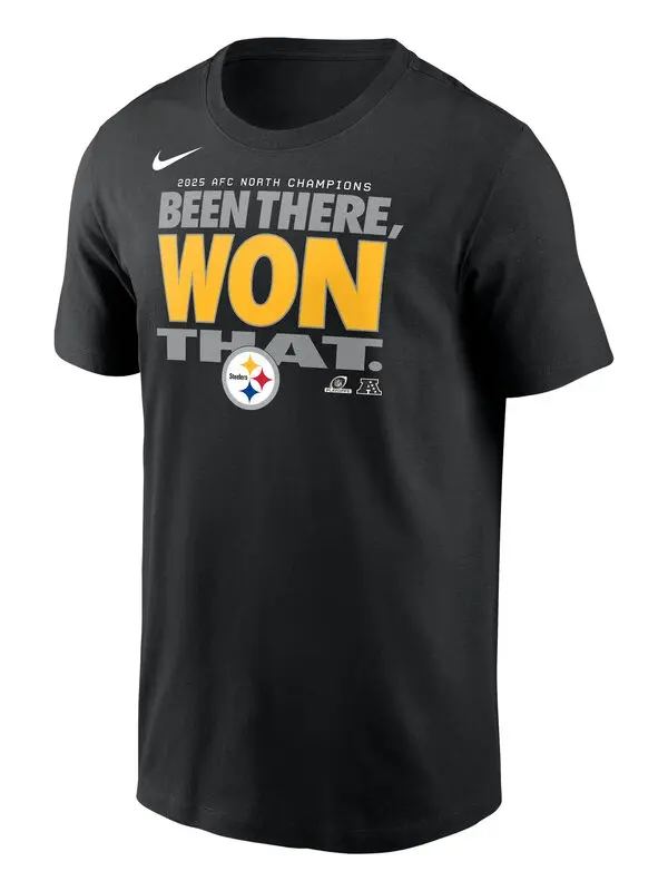 Nike Pittsburgh Steelers 2025 Afc North Champions Trophy Collection Nfl T-shirt - Black