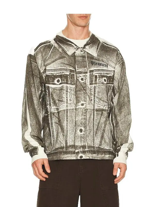 PLEASURES Trucker Heavyweight Long Sleeve Tee In . Also - Black