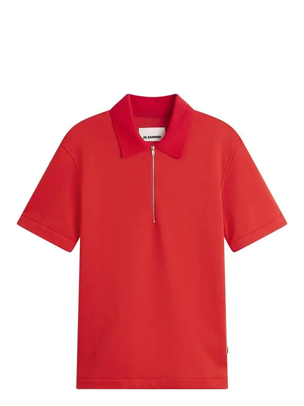 JIL SANDER Zip Short Sleeve Polo - Flame