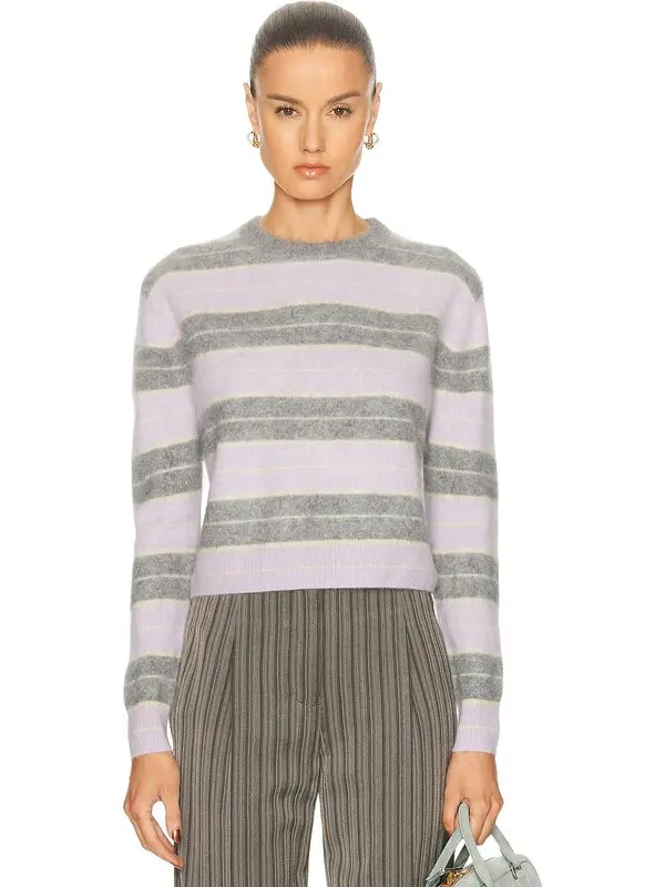 Guest In Residence Grizzly Stripe Crewneck Sweater - Dusk Combo