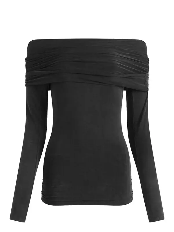 PEACHY DEN Kylie Cold Shoulder Top - Graphite