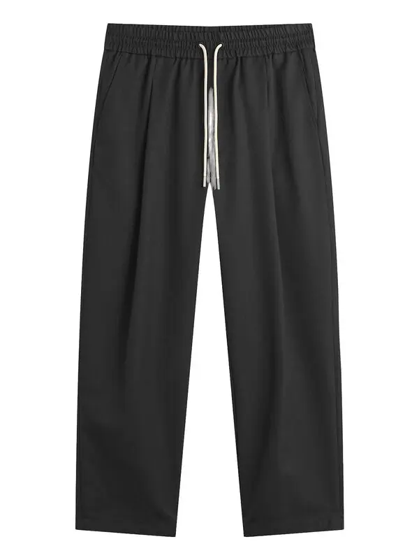 Drole De Monsieur Virgin Wool Blend Joggers With Pleats - Black