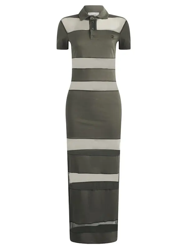 Coperni Striped Sheer Polo Dress - Green