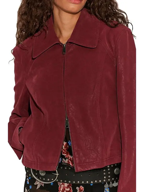 Free People We The Free River Vegan Suede Jacket - Cabernet