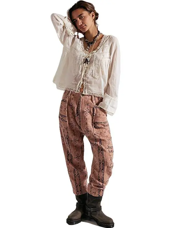 Free People Jacquard Harem Pants - Rose Smoke