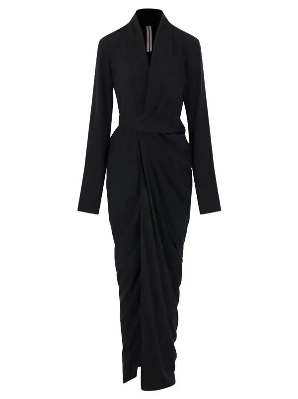 Rick Owens Long-sleeved Wrap Dress - Black
