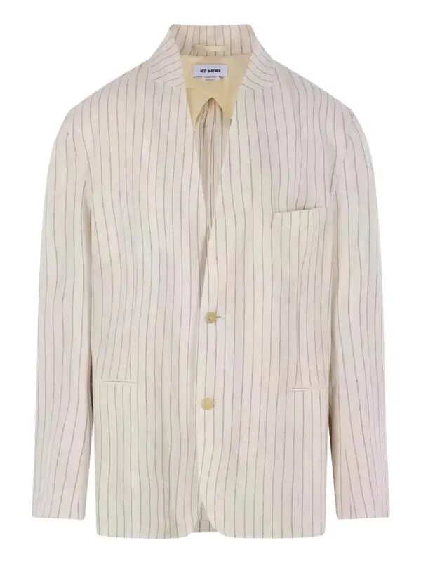 HED MAYNER Pinstripe Collarless Blazer - Neutrals
