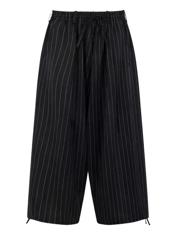 Y3 Wide-leg Pinstripe Trousers - Black