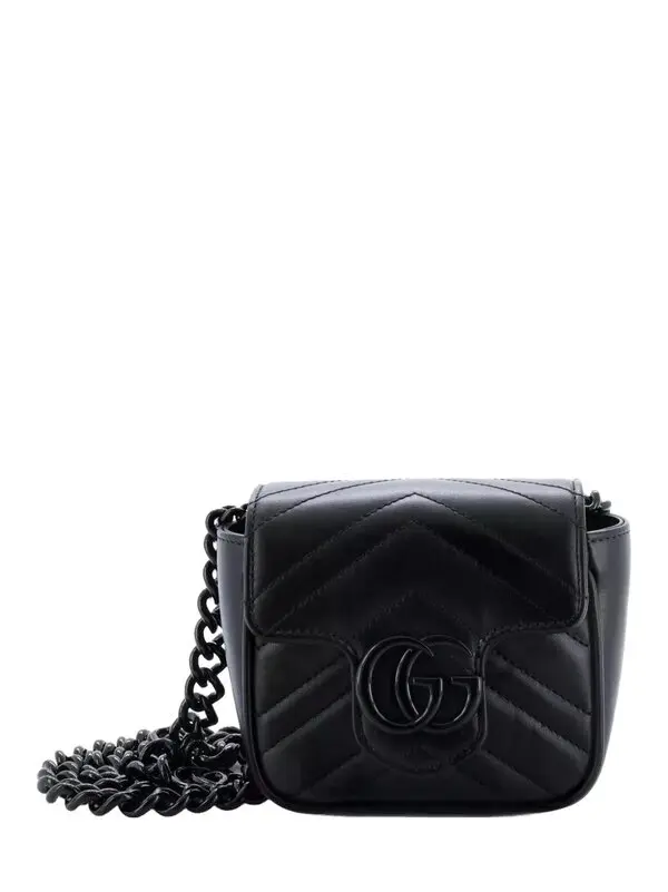 Gucci Gg Marmont Flap Matelasse Leather Mini Belt Bag - Black