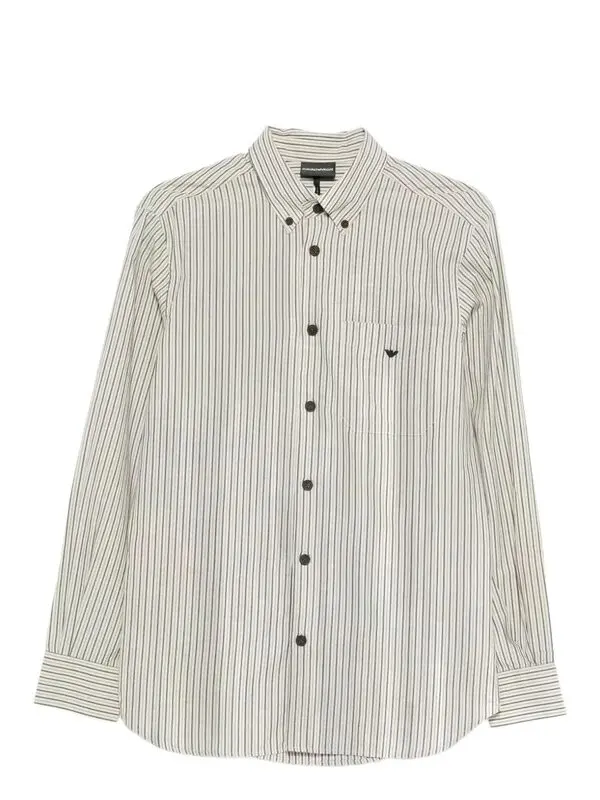 Emporio Armani Striped Button Shirt - Neutrals