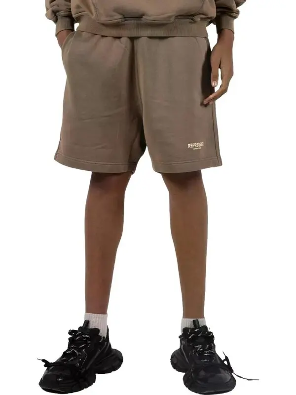 REPRESENT Logo-print Track Shorts - Brown