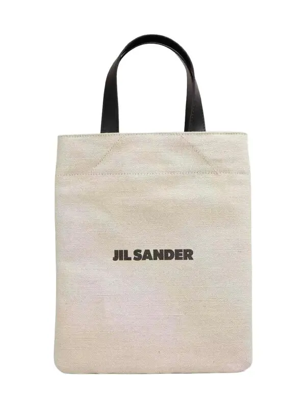 JIL SANDER Logo-printed Tote Bag With Leather Handles - Neutrals
