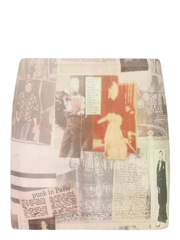 Jean Paul Gaultier Newspaper-print Mini Skirt - Neutrals