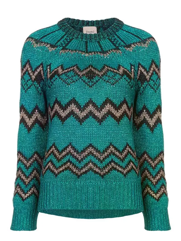 NUDE Metallic Zig Zag Jumper - Green