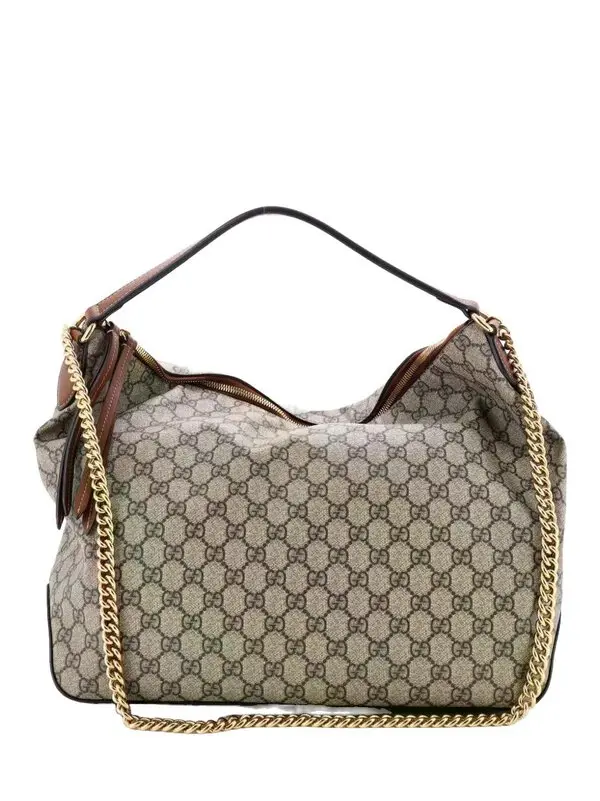 Gucci Chain Gg Coated Canvas Large Hobo Bag - Brown