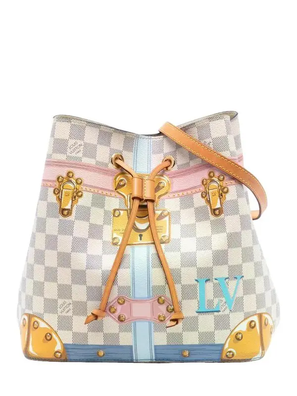 LOUIS VUITTON 2018 Damier Azur Summer Trunks Néonoé Bucket Bag - White