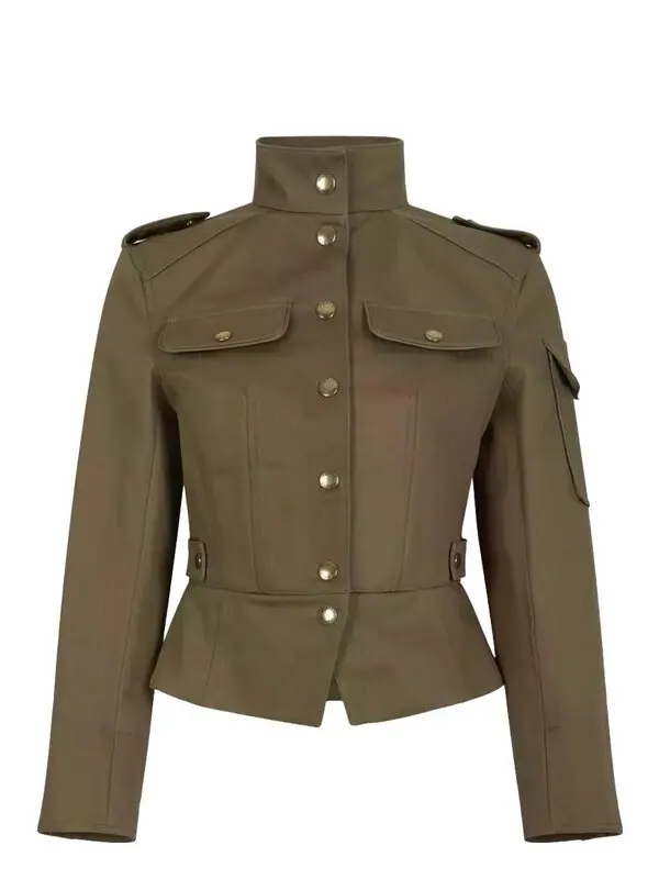 Alexander McQueen Buttoned-up Peplum Jacket - Brown