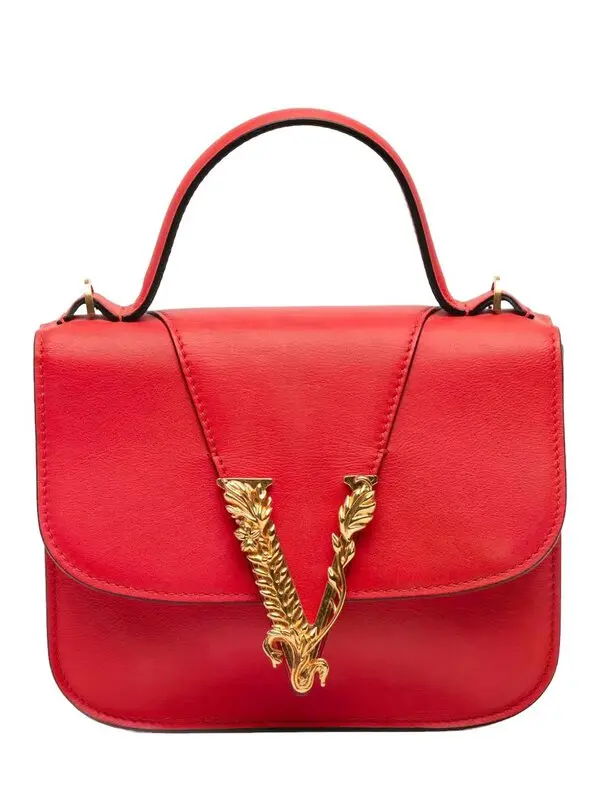 Versace Virtus Top Handle Flap Satchel - Red