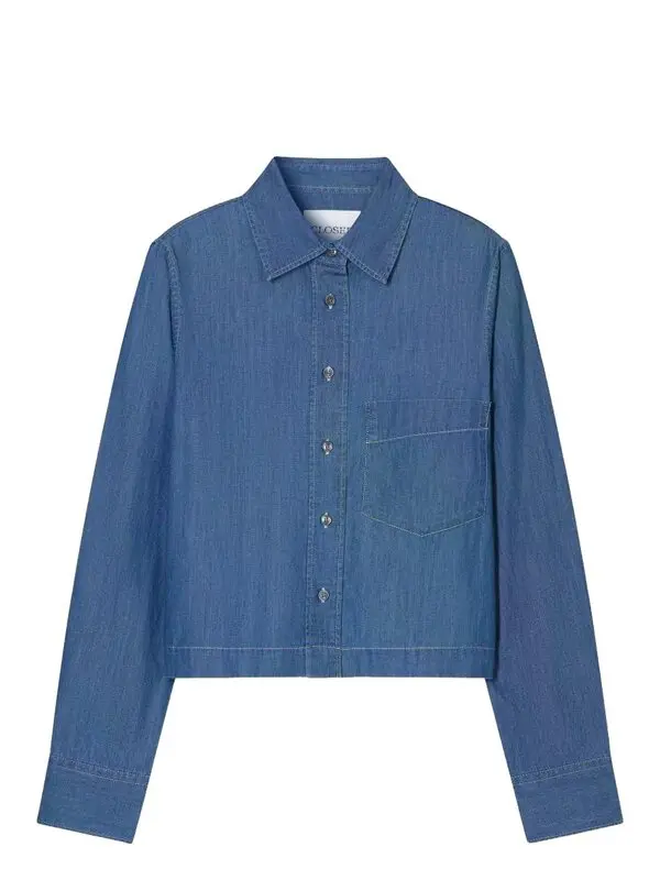 Closed Cropped Classic Shirt - Blue