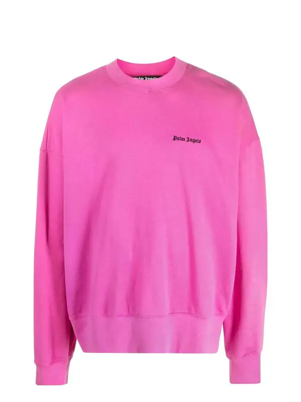 Palm Angels Logo-embroidered Cotton Sweatshirt - Pink