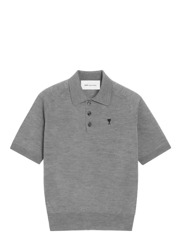 Ami De Coeur Logo-emboidered Polo Shirt - Grey