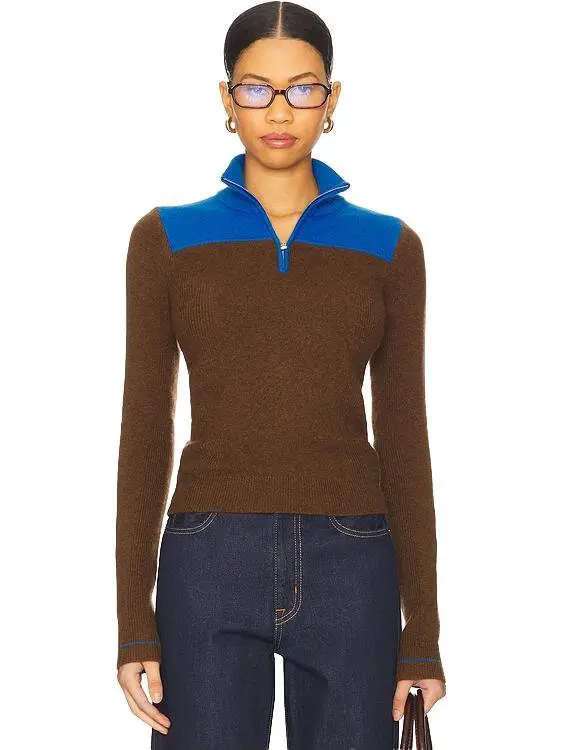 Guest In Residence Alpine Half Zip Sweater - Chestnut & Twilight