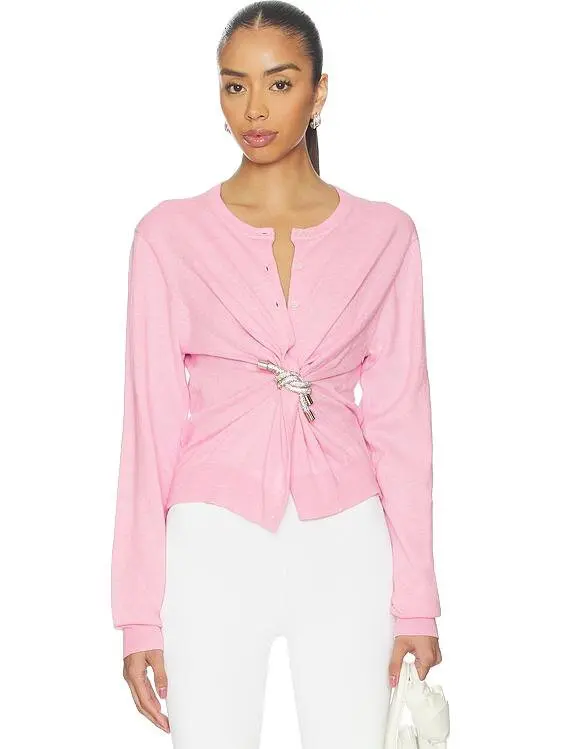 AREA Crystal Knot Embellished Sweater - Pastel Pink