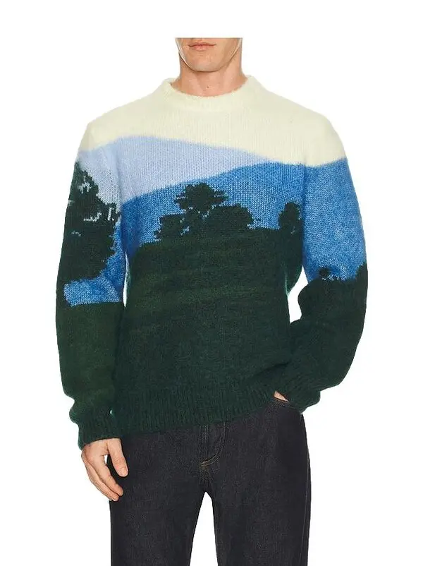 Lacoste Mountain Graphic Wool Crew Neck Sweater - Green & Vaporous Overview