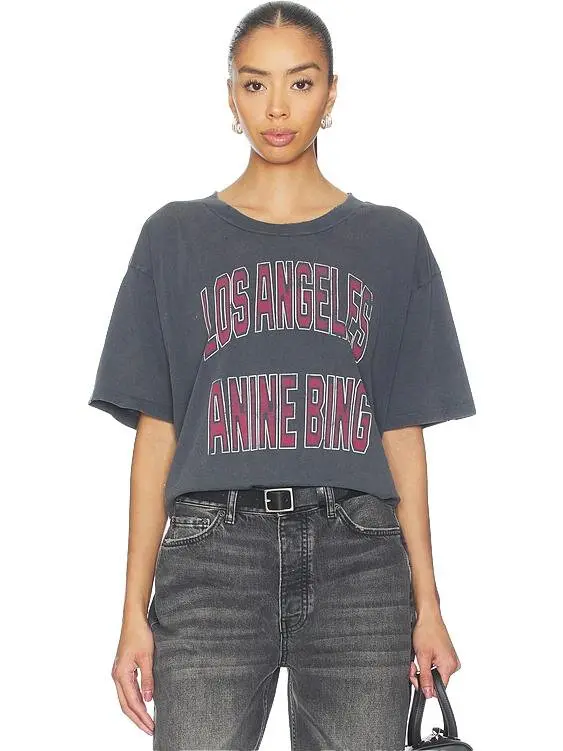 ANINE BING Johnny Cropped Tee - Washed Black
