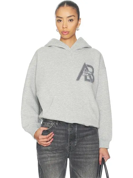 ANINE BING Jaci Letterman Hoodie - Medium Heather Grey