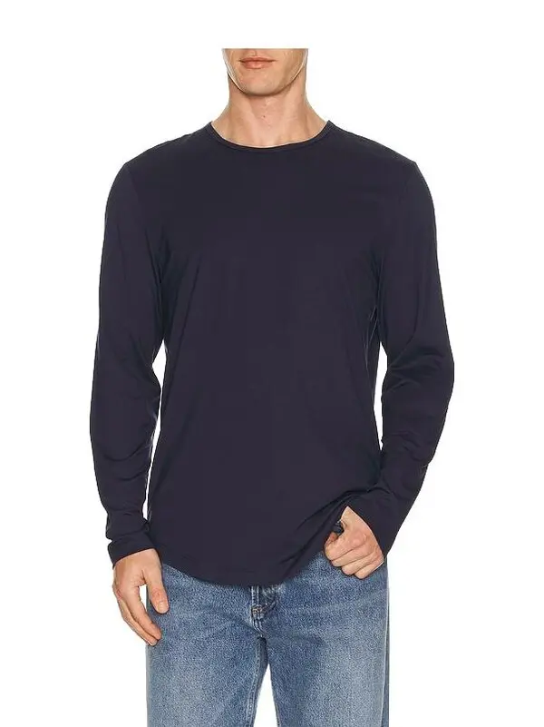 CUTS Ao Long Sleeve Curve Hem Tee In Navy - Pacific Blue