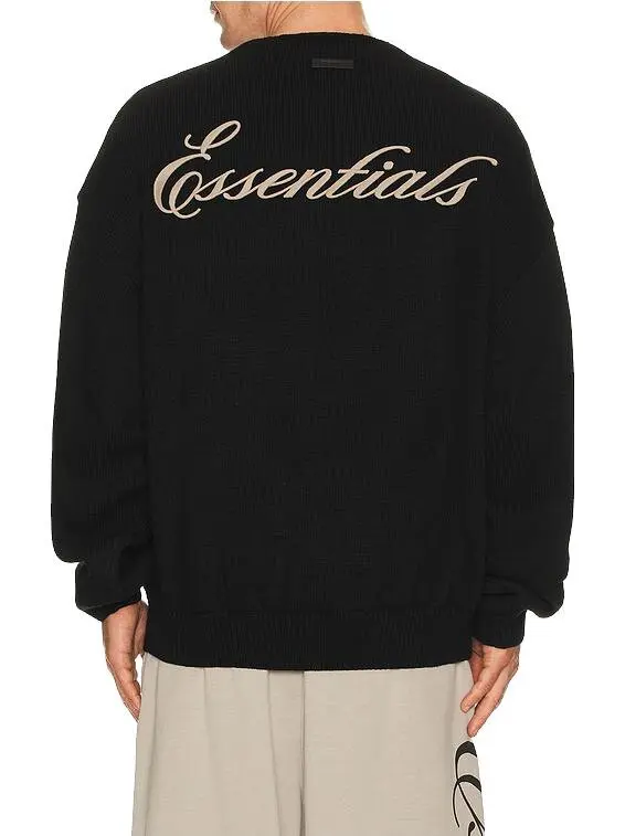 Fear Of God Waffle Crewneck Sweater - Vintage Black