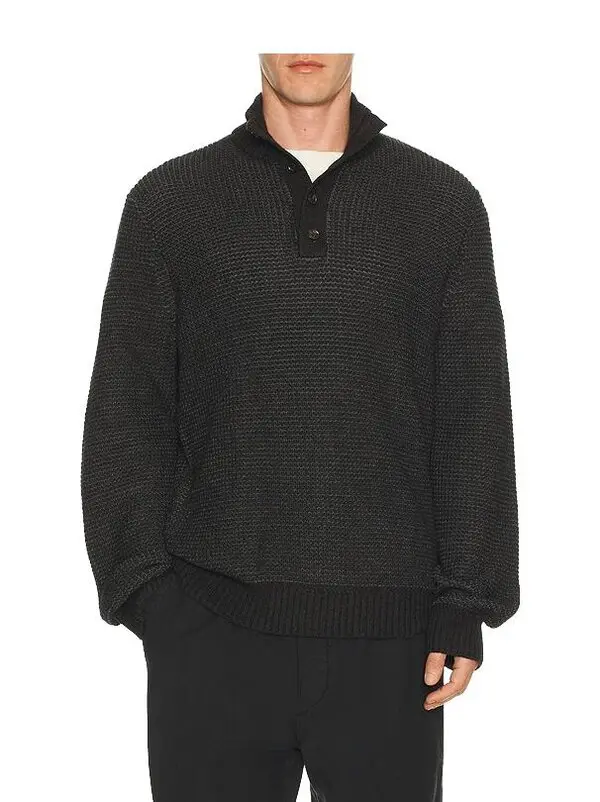Faherty Brand Quarter Button Sweater - Graphite Night