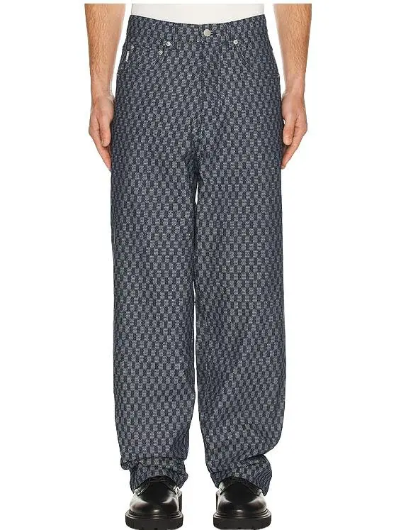 PLEASURES Formula Baggy Jeans - Indigo Checker