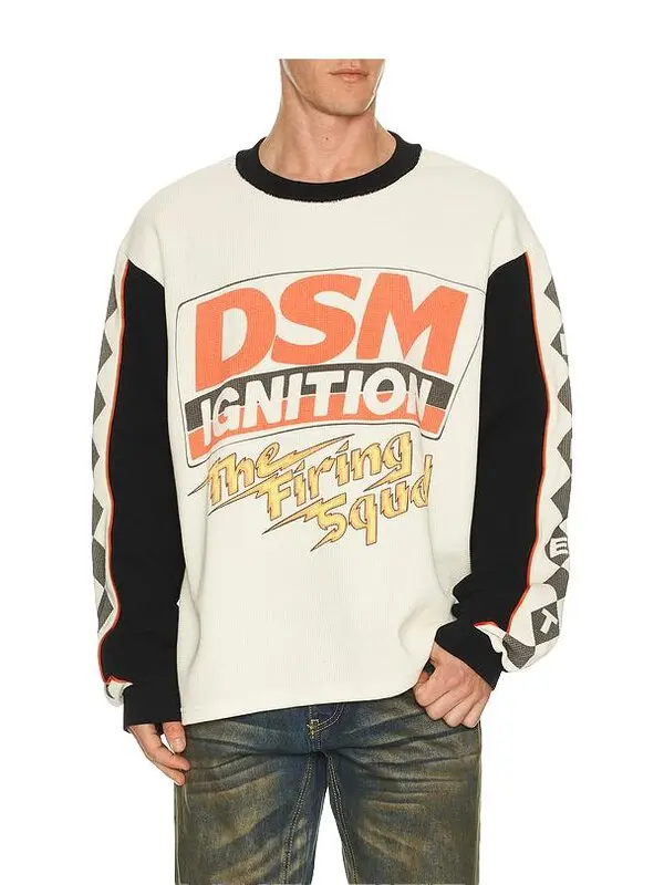 DIET STARTS MONDAY Ignition Waffle Long Sleeve Tee In White - Antique White