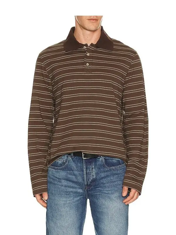 A.p.c. Long Sleeve Stripe Polo - Brown