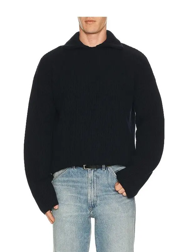 A.p.c. Pull Long Sleeve Polo In Navy - Dark Navy