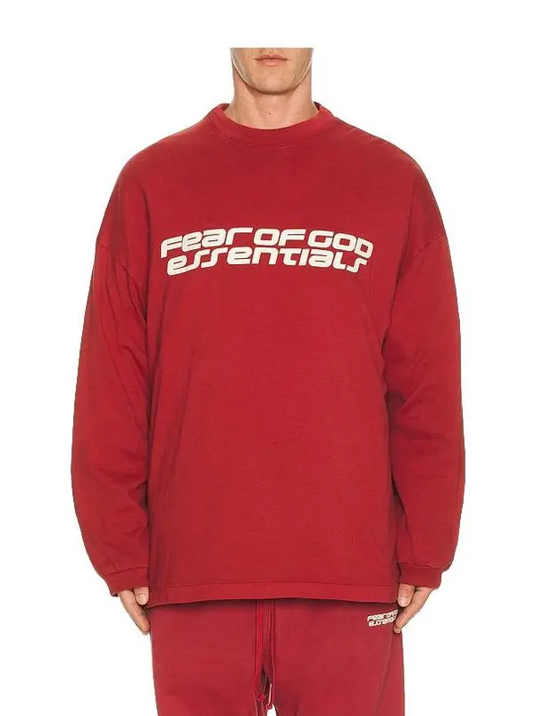 Fear Of God 90's Long Sleeve Tee In Red - Crimson