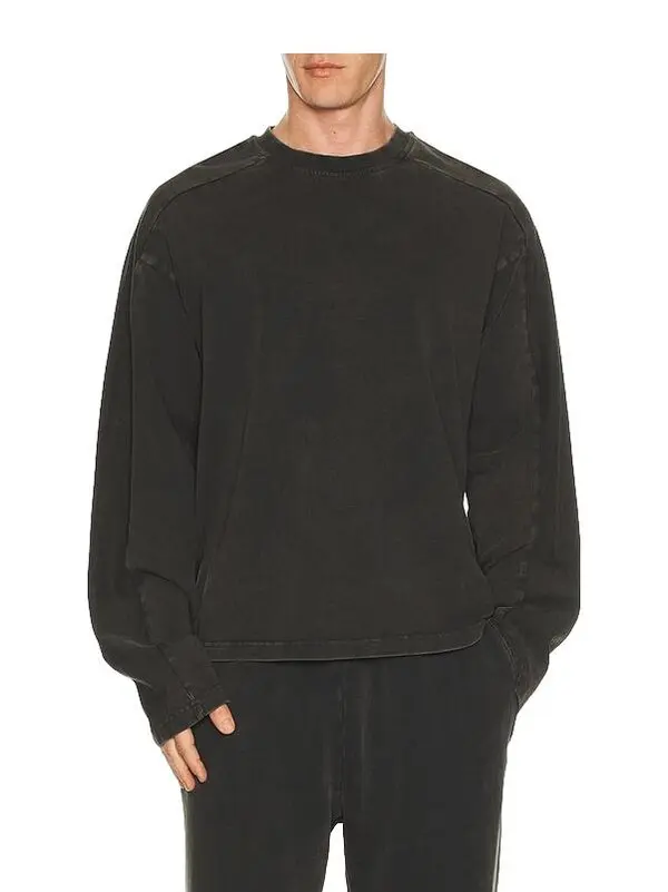 ENTIRE STUDIOS Heavy Long Sleeve Tee In Black - Washed Black