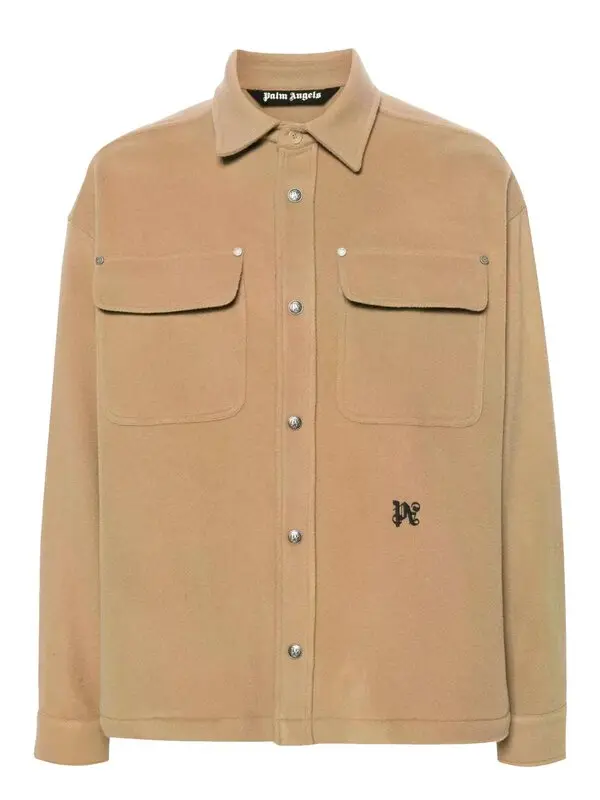 Palm Angels Logo-embroidered Shirt Jacket - Neutrals
