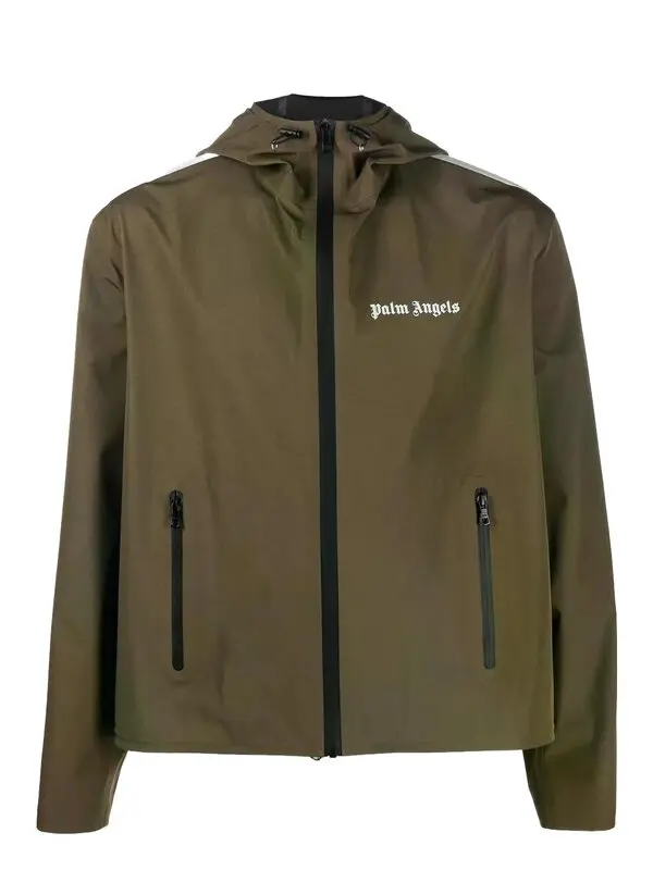 Palm Angels Side-stripe Hooded Jacket - Green