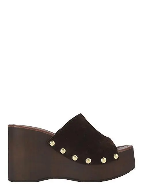 Kurt Geiger Rua Suede Wedge Sandals - Dark Brown