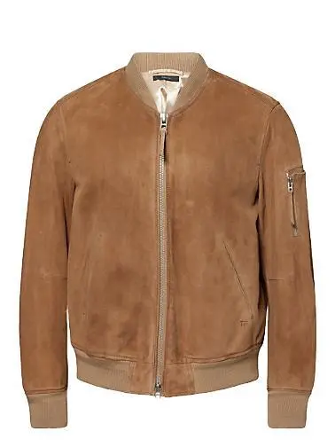 TOM FORD Suede Bomber Jacket - Military Sand