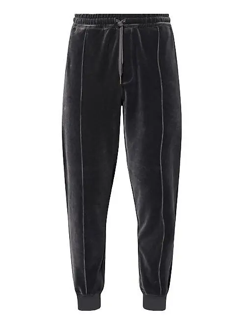 TOM FORD Velour Tapered-leg Stretch-cotton Blend Jogging Bottoms - Light Charcoal
