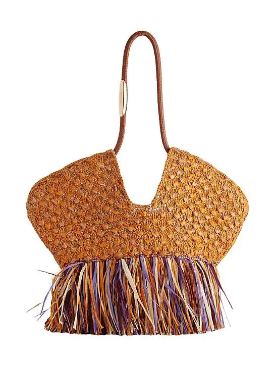 Zimmermann Golden Time Medium Raffia Tote Shoulder Bag - Multico Mouline