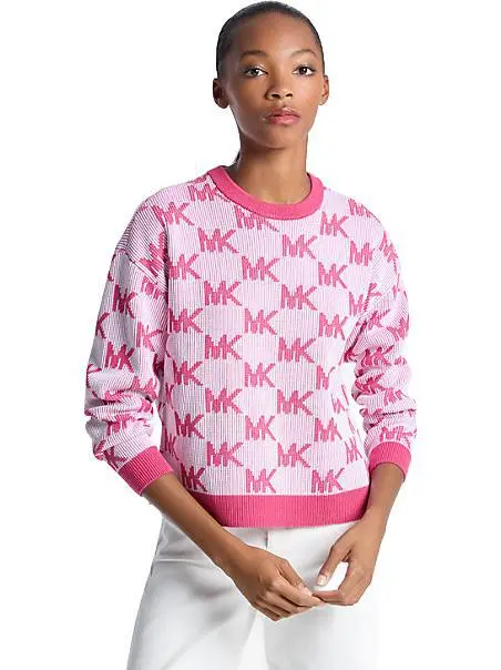 Michael Kors Logo Jacquard Knit Sweater - Pink
